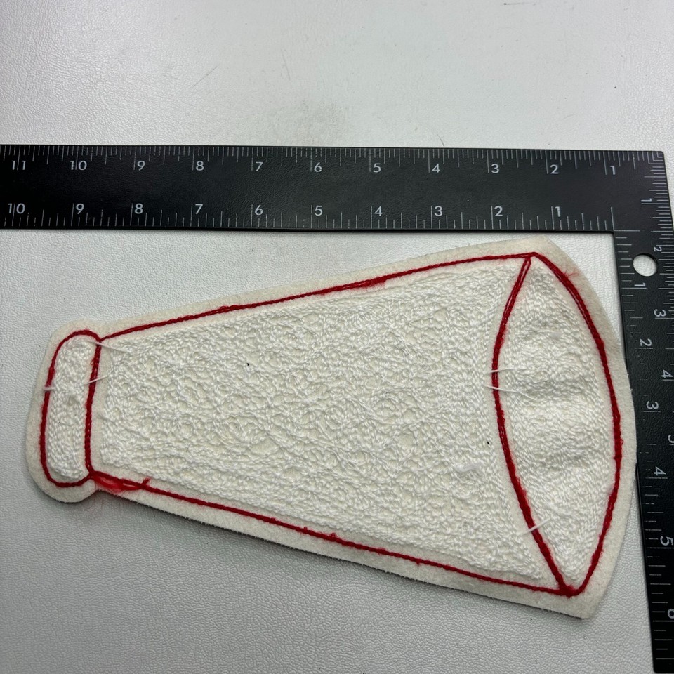 Big 9" WHITE RED CHEERLEADER MEGAPHONE Chenille Varsity Letter Jacket Patch 00M | eBay