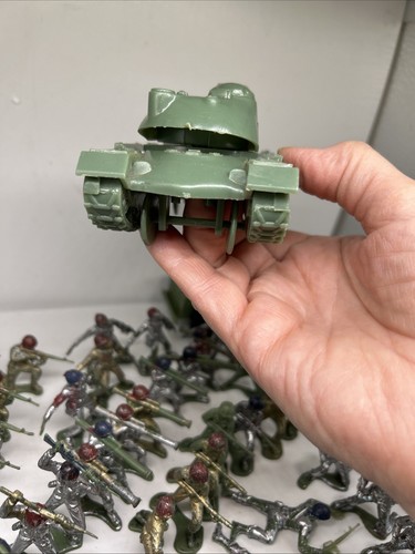 Lot 62 Vintage Army Soldiers Men Marx Tim-Mee Tank Jeep Painted Mixed ...