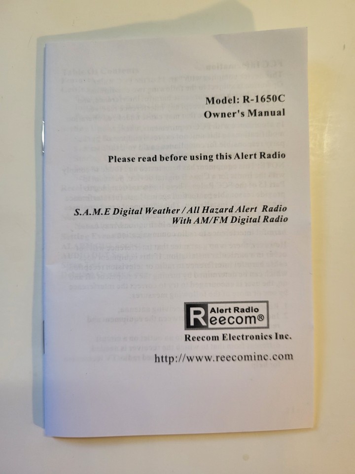 Reecom R-1650 NWS Weather Alert Alarm Clock Radio w/ Box & Adapter ...