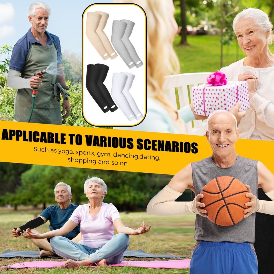 4 Pairs Protective Arm Sleeve for Thin Skin Elderly Skin Protector ...