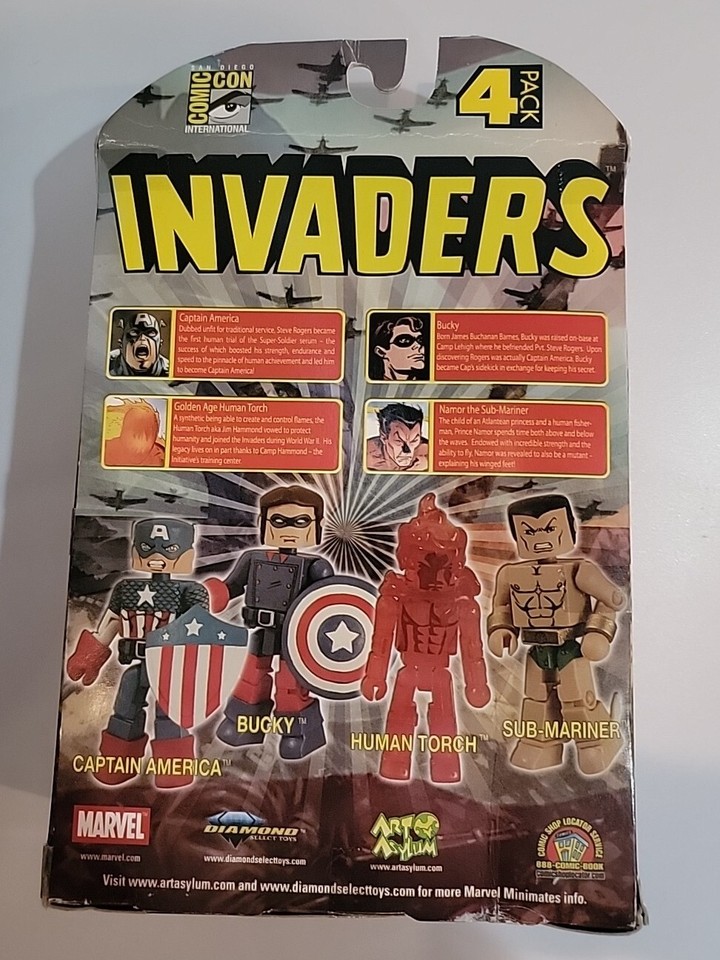 MARVEL MINIMATES Invaders Captain America Submariner Human Torch Bucky ...
