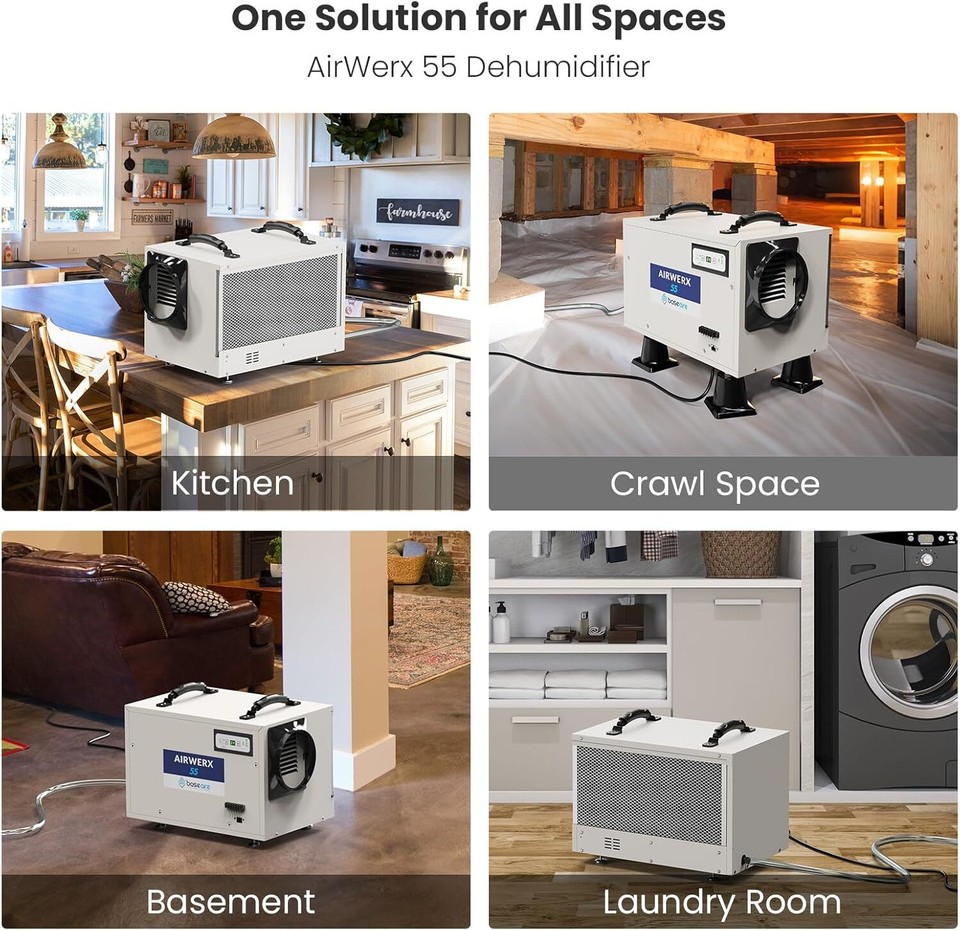 BaseAire Basement Crawl Space Dehumidifier with Continuous Drain Hose ...