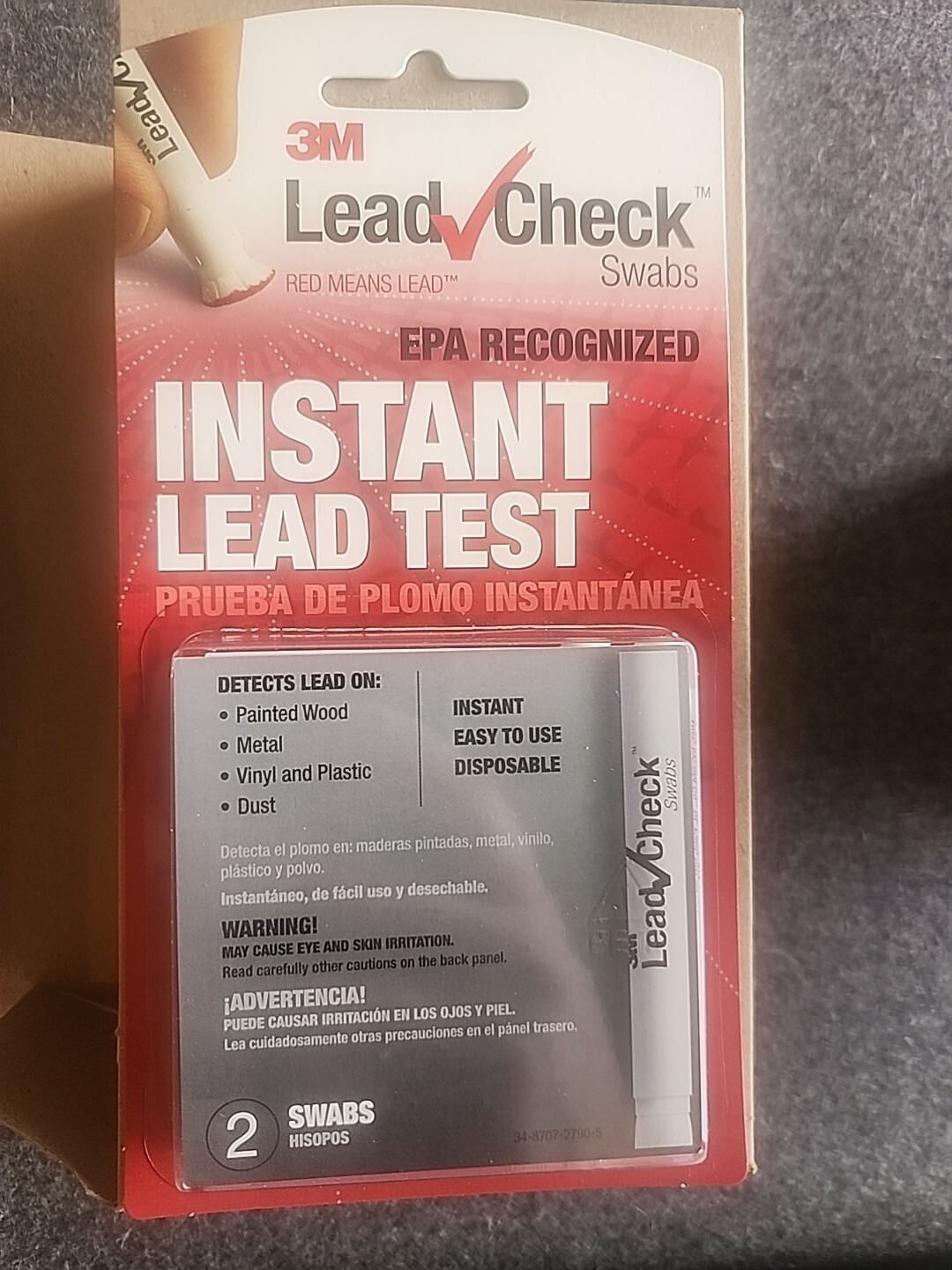 3M Lead Check Test Painted Wood Metal Drywall Plastic 2 Swabs Factory ...