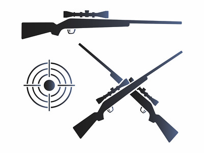 Rifle STENCIL Scope Bulls Eye Target Firearm Hunt Shoot Weapon DIY ...
