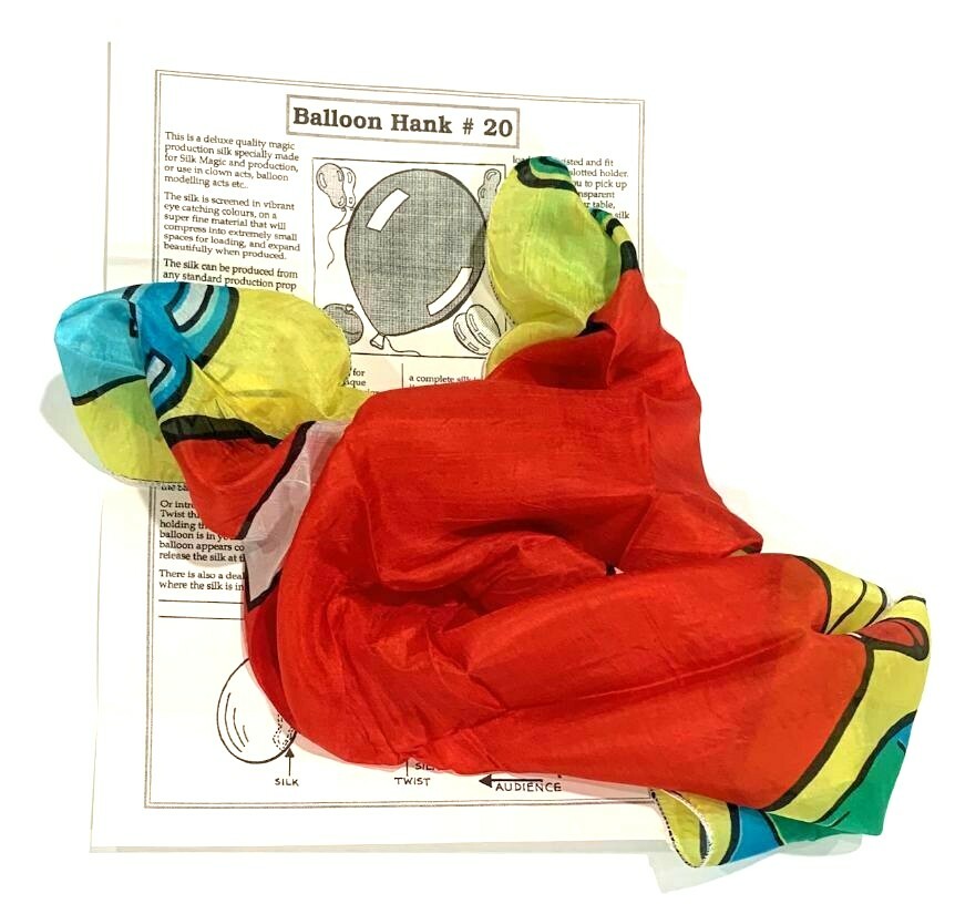 19” BALLOON HANK Red Clown Appearing Production Silk In Magic Trick ...