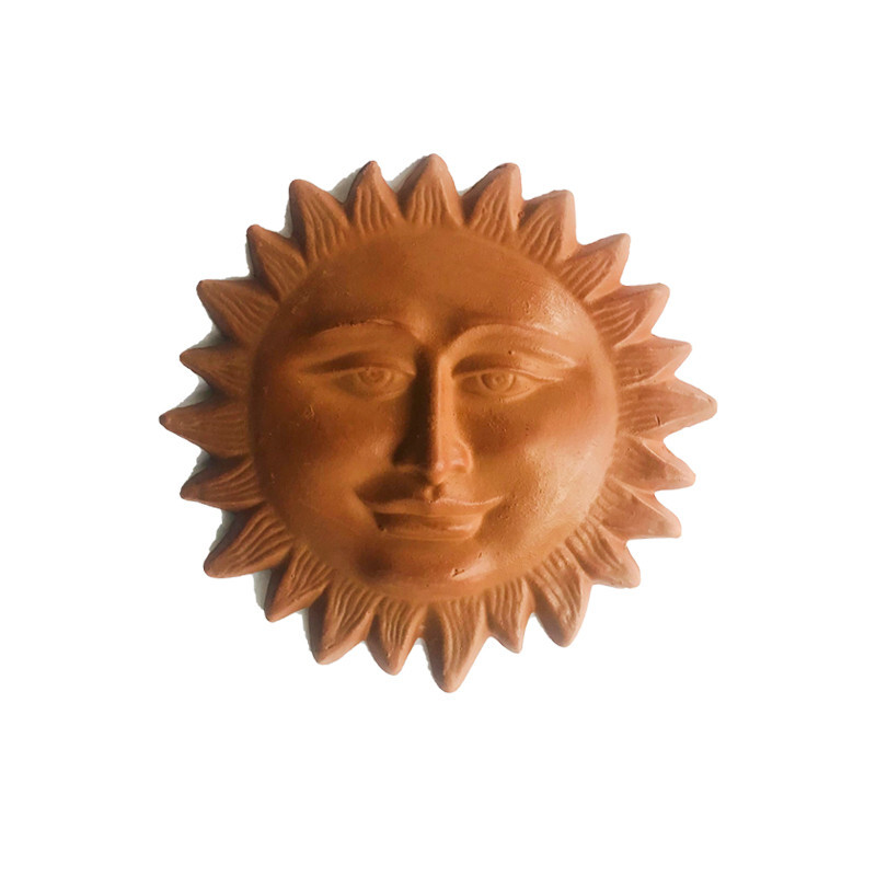 Terracotta Sun Face Clay Handmade Sculpture Hanging Wall Art Home Decor ...