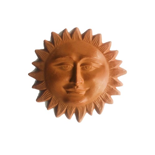 Terracotta Sun Face Clay Handmade Sculpture Hanging Wall Art Home Decor ...