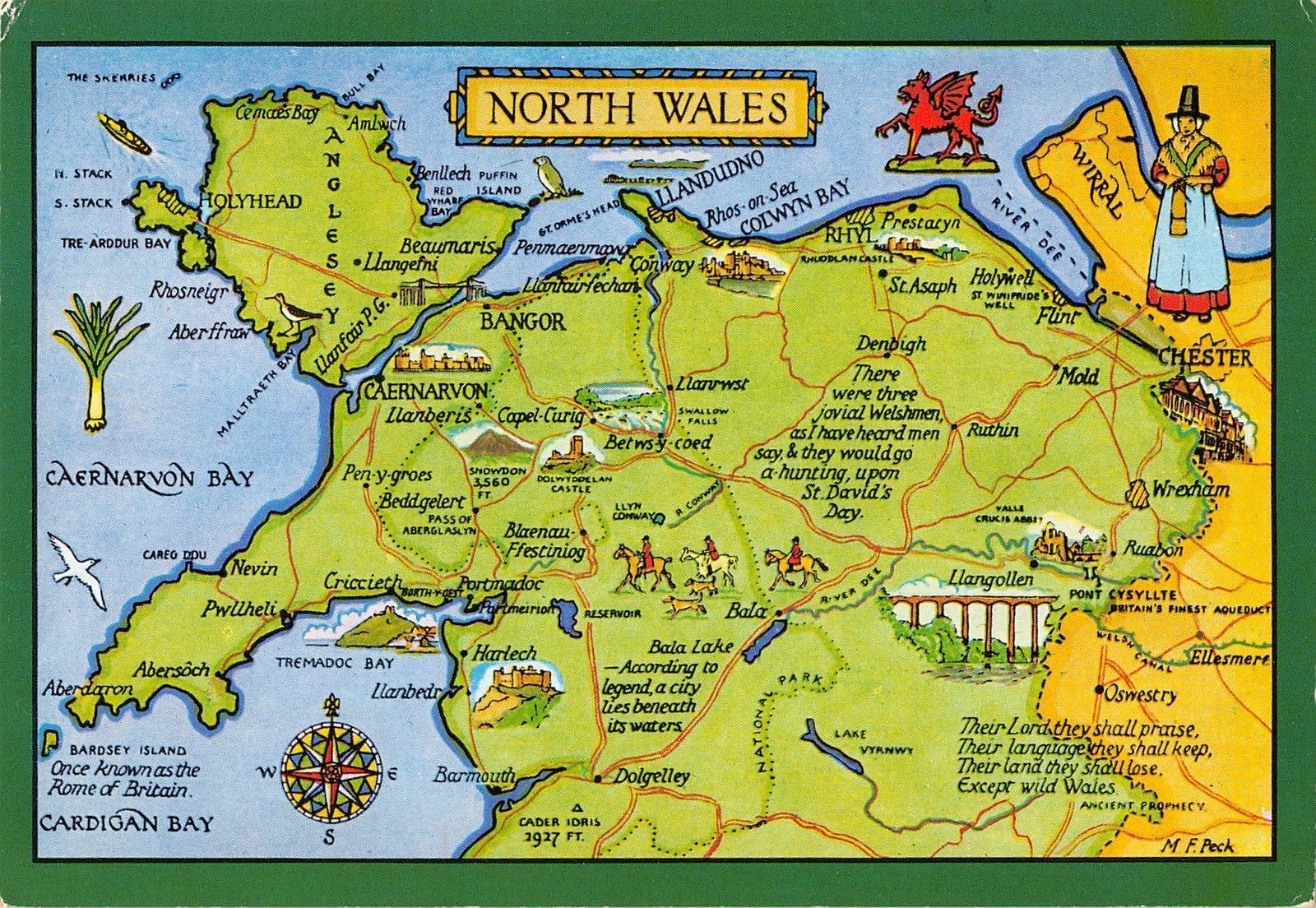 B100794 north wales map cartes geographiques | eBay UK
