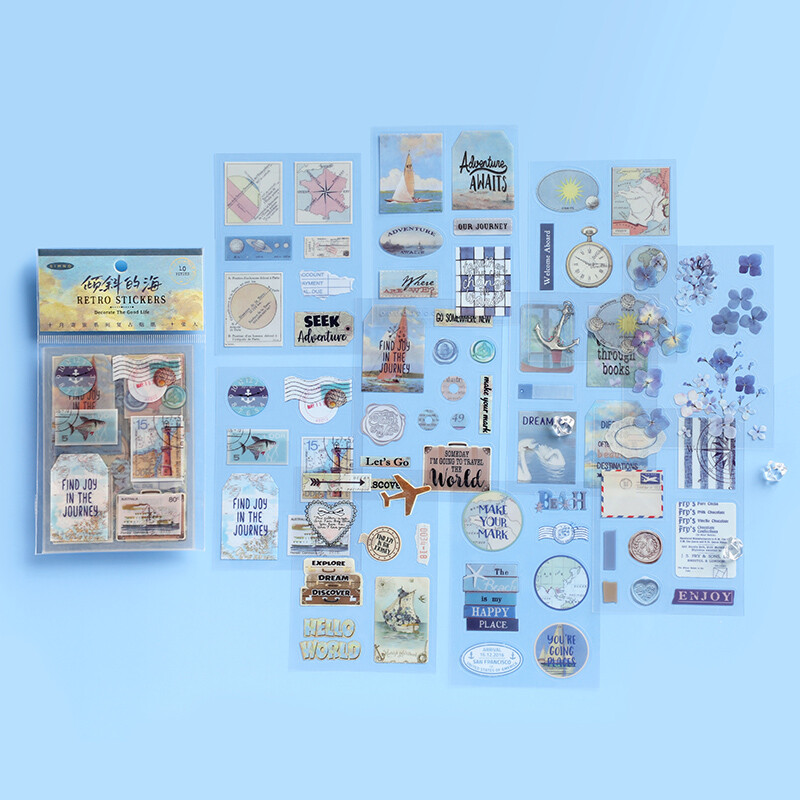 retro scrapbooking colour theme transparent sticker set journaling ...