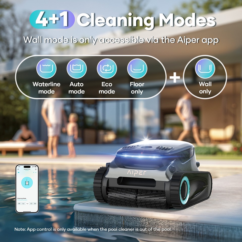 AIPER Pool Cleaner Robotic Pool Vacuum 6000GPH 180 Mins for All Types ...