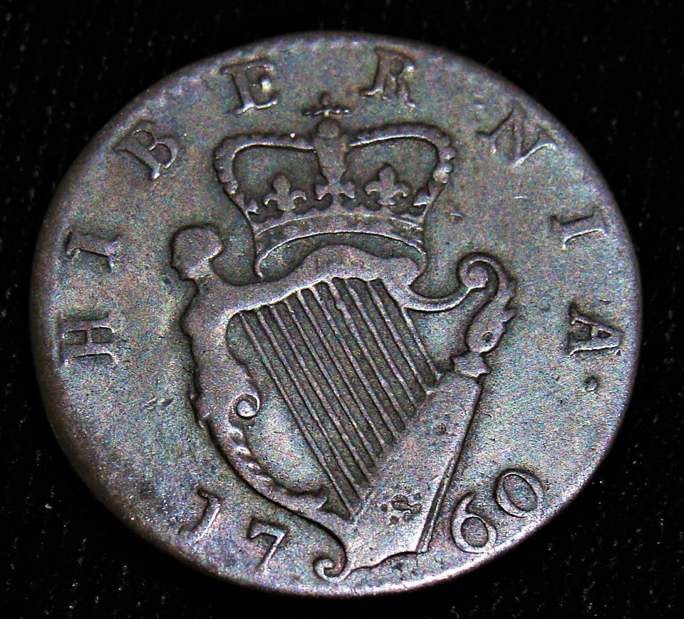 Ireland: George II Farthing 1760, KM135, S-6611, High Grade! | eBay