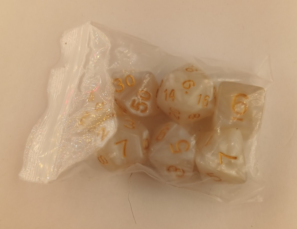 DND Dice 7 pc dice set, Pearl White, D4-D6-D8-D10-D12-D20-D% | eBay