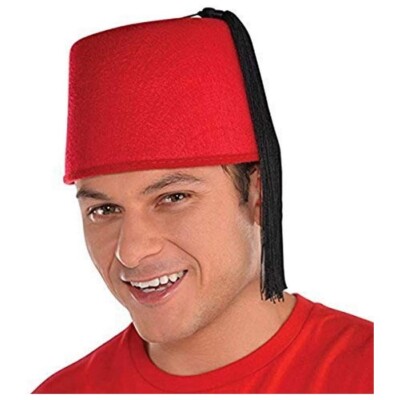 Red Fez Hat - Black Tassel - Dr Who - Aladdin - Costume Accessory - One ...