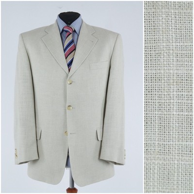 Mens White Cream Sport Coat 44R US Size CANDA Plaid Blazer Jacket | eBay