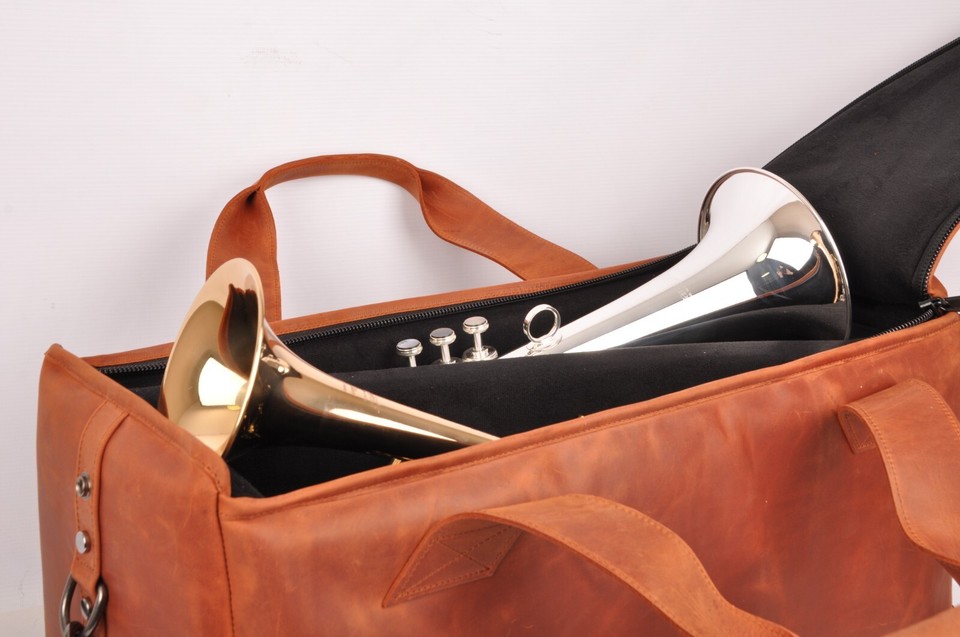 Leather Double/Triple Trumpet Gig Bag. Trumpet leather case. Trumpet ...