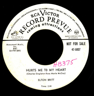 Elton Britt - Hurts Me To My Heart / Goodnight, Mrs. Jones 1954 7 ...