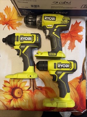 Lot Of 3?RYOBI 18V Cordless Tools PCL235 Impact PCL201 P208b Drills ...