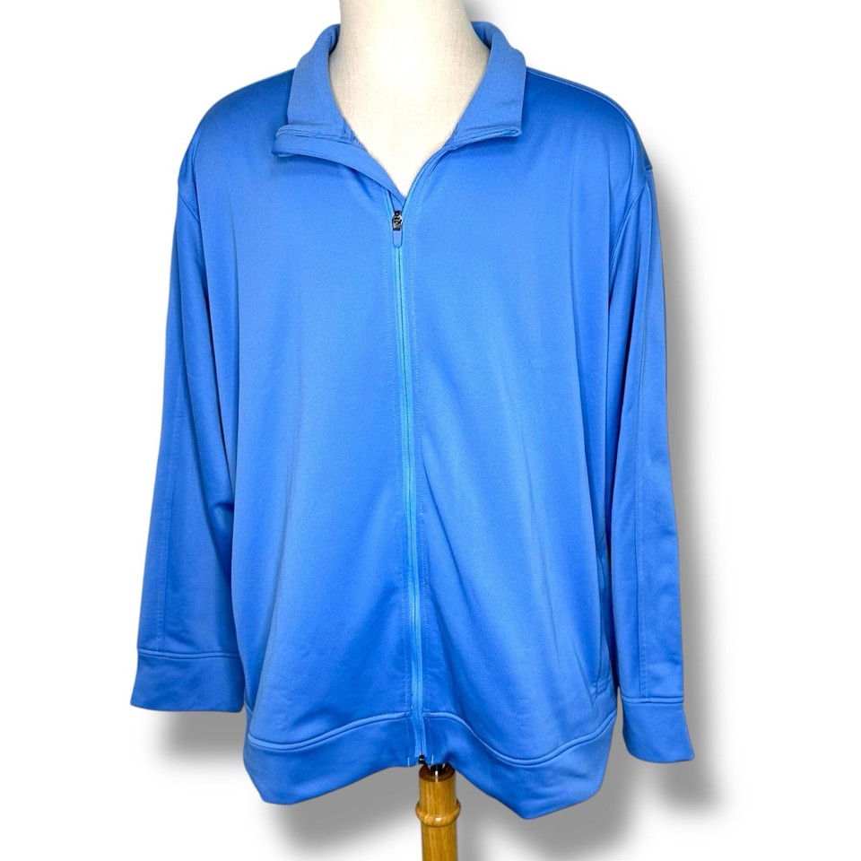 Land`s End Outfitters Men`s 3XL Blue Micro Fleece Full Zip Jacket Zip ...