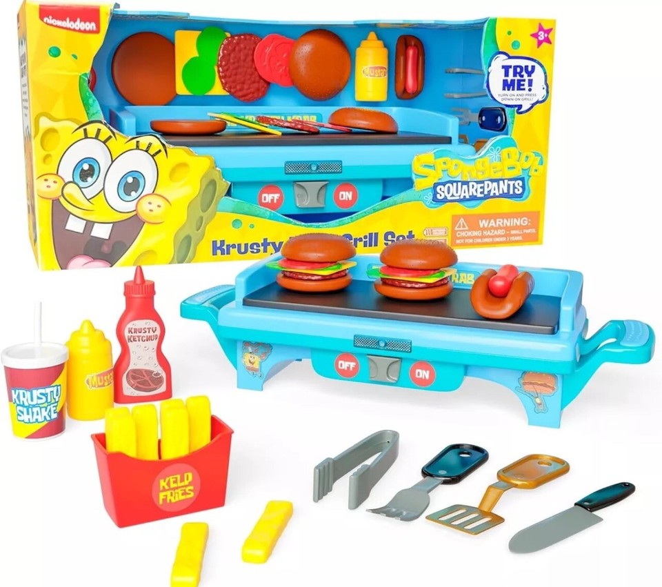 SpongeBob SquarePants Krusty Krab Grill Set Sizzle Sound 32 Pcs New ...
