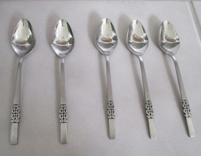 5 International Stainless Deluxe DANISH SCROLL 6 1/4" Teaspoons ...