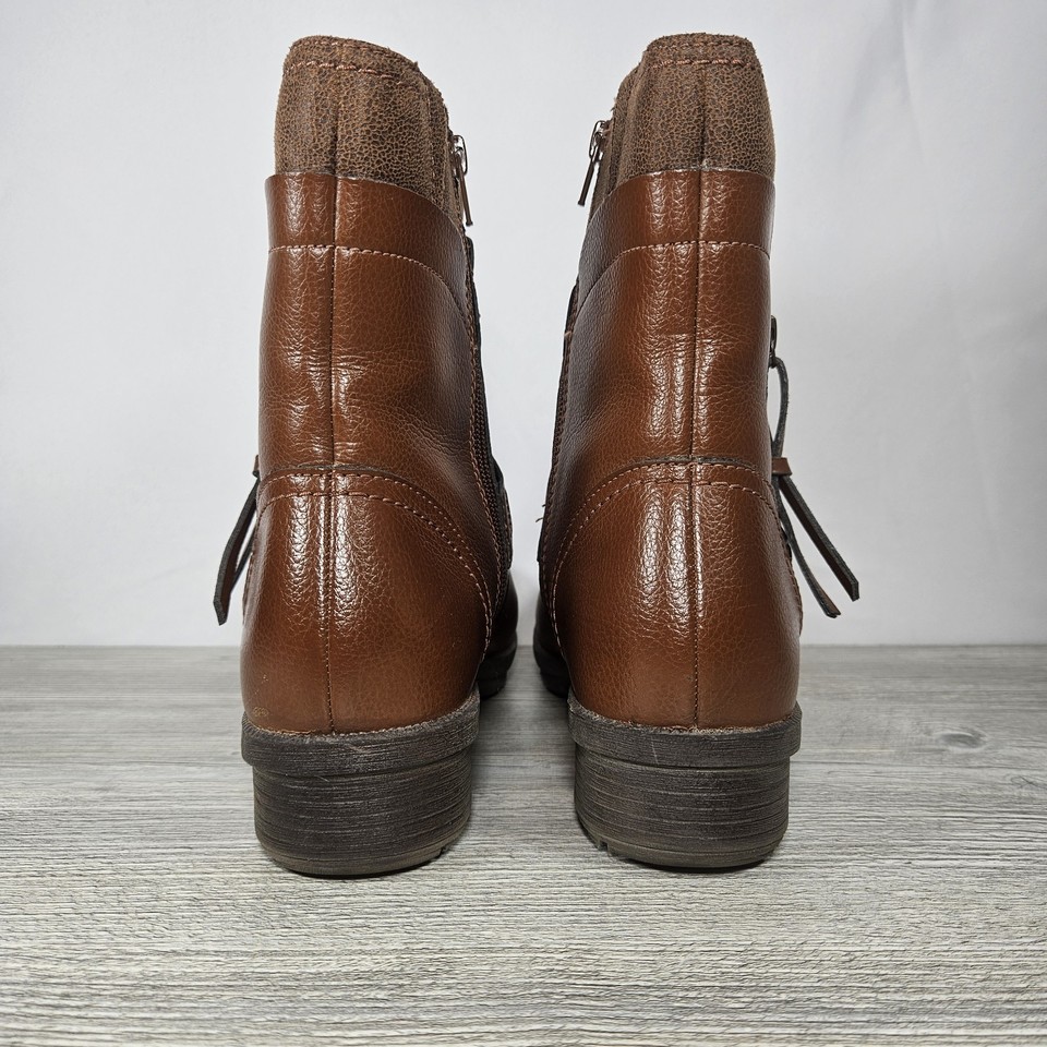 Clarks Riddle Avant Side Zip Boots Size 11 Brass Accents Tan Leather ...