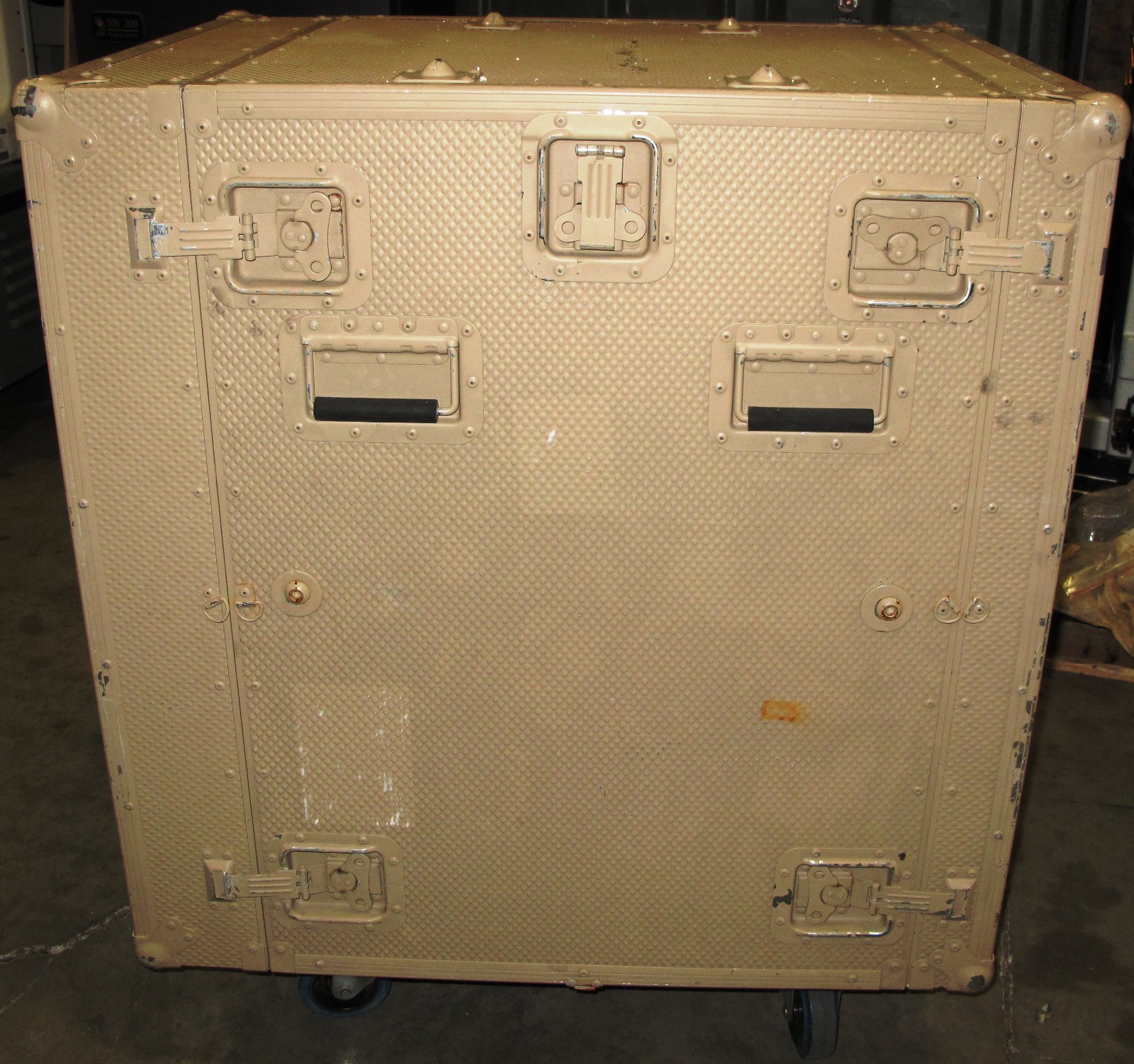 Spec Ops Metal Military Crate with Rack mount on Caster Wheels. Desert ...