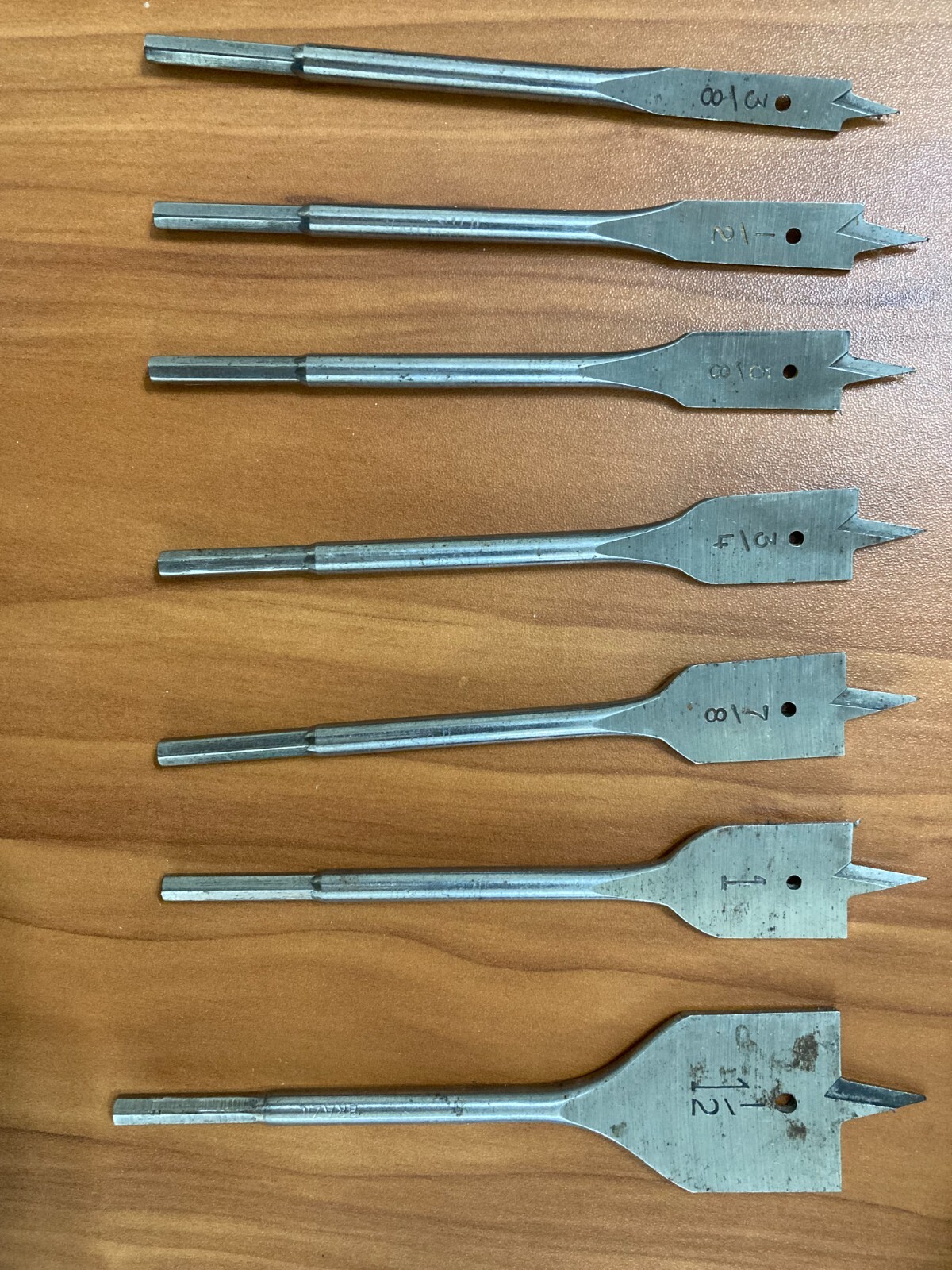 Set of 7 Spade Drill Bits, Paddle Wood Boring Bits | eBay