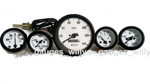 Willys MB Jeep Ford GPW CJ Speedometer kmph Temp Oil Fuel Amp Gauge Kit ...