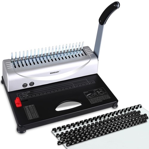 Binding Machine, 21-Hole, 450 Sheets, Comb Binding Machines with 1 Box ...