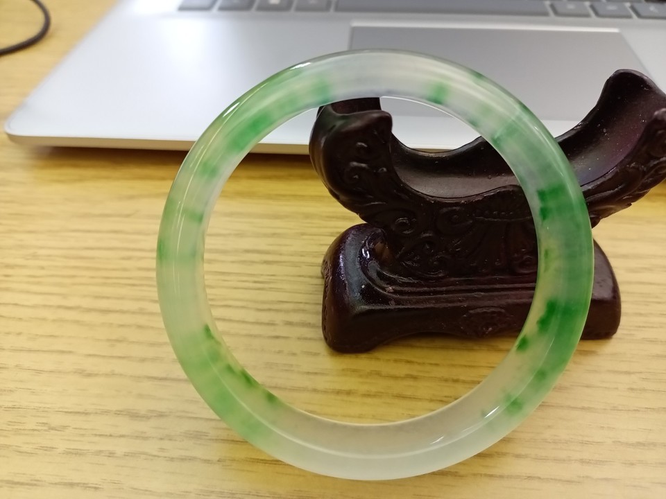 Beautiful Myanmar Floating Flower Bangle 62-63mm Jade Jadeite. No ...