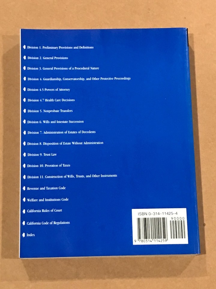 2005 california probate code --- desktop edition --- west --- mint | eBay