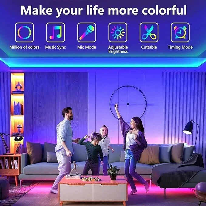 30M LED Strip Lights RGB Colour Changing Tape APP Bluetooth Cabinet ...