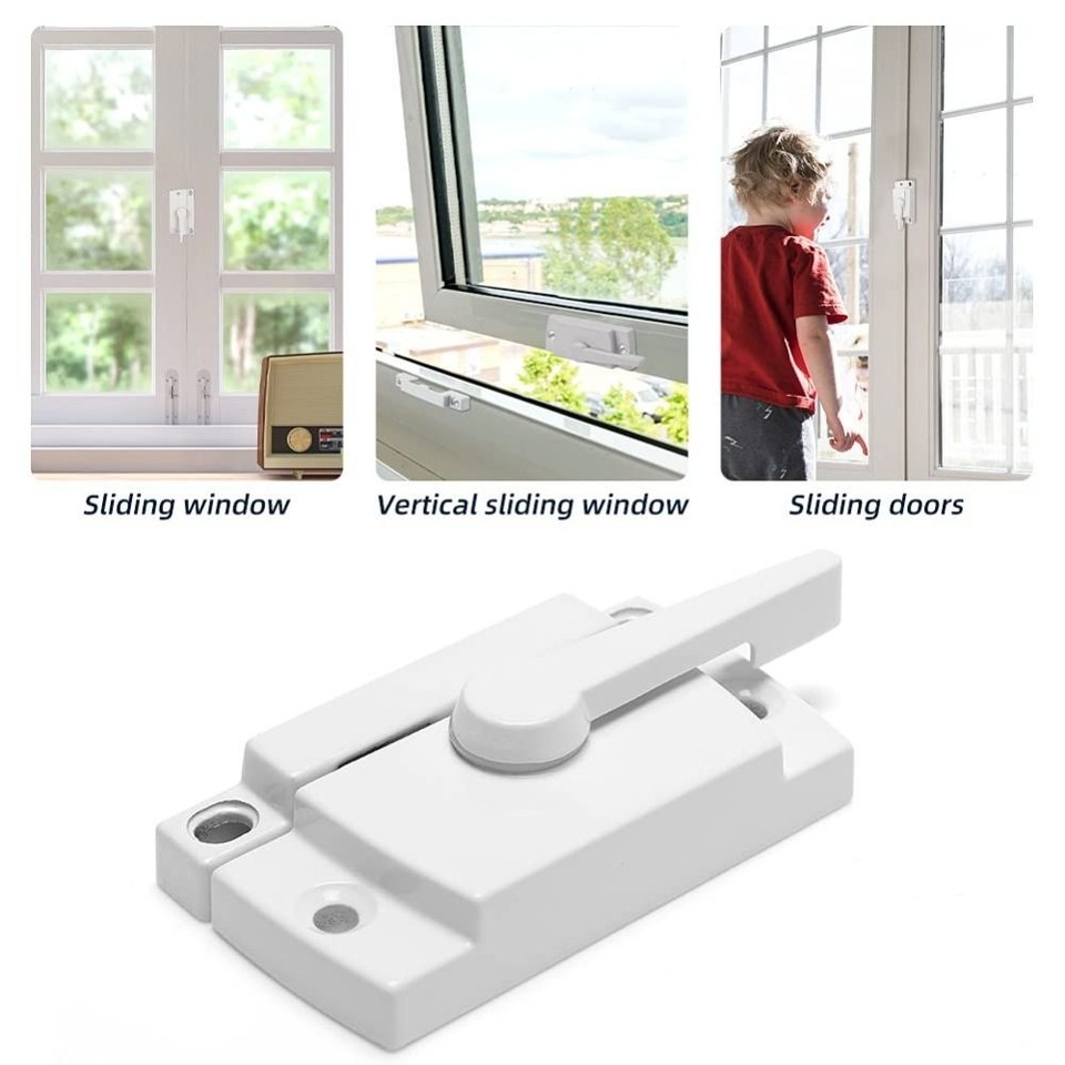with Keeper White Sliding Window Lock Latch Lock Window Sash Locks Hole ...
