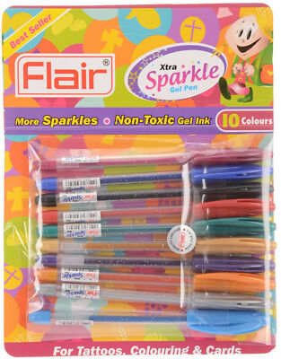 Flair Xtra Sparkle Glitter 10 Colors Gel Pen ( 1 SET ) - Free Shipping ...