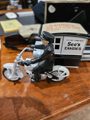 Vintage Die Cast See's Candies Motorcycle with Sidecar and Driver ...