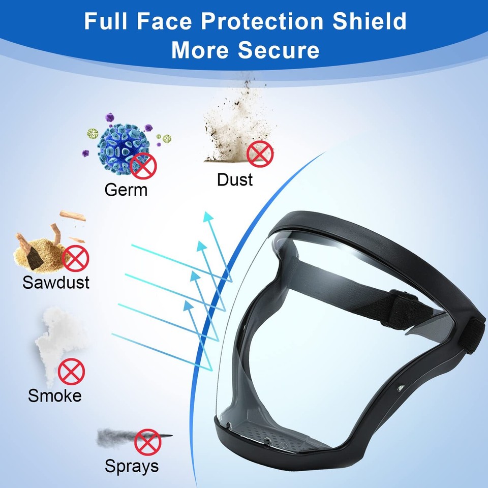 3x Anti-fog Shield Safety Full Face Super Protective Head Cover ...