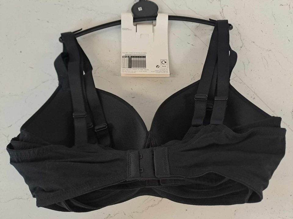 M&S LADIES 3 PACK FULL CUP PADDED, NON WIRED BRA BLACK NEW (522 (32B ...