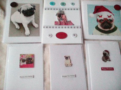 Pug Dog Themed Greeting Cards-Handmade (pack of 6) | eBay UK