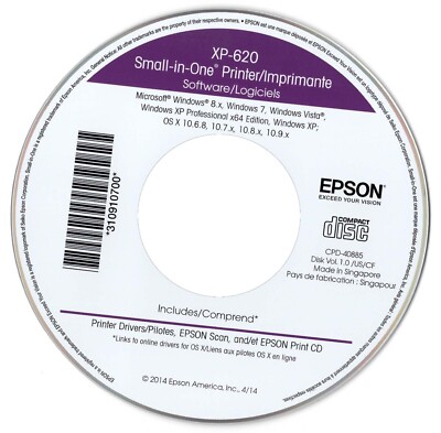 Epson Expression Premium XP-620 Printer Software Driver Setup Install ...
