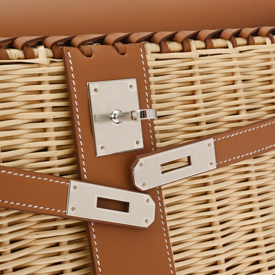 HERMES Kelly 35 Picnic VaudBarenia Natural / Forb/Gold Metal Women 2WAY ...
