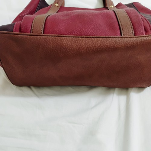 Relic Shoulder Tote Bag Purse Pebbled Faux Leather Burgundy And Brown ...