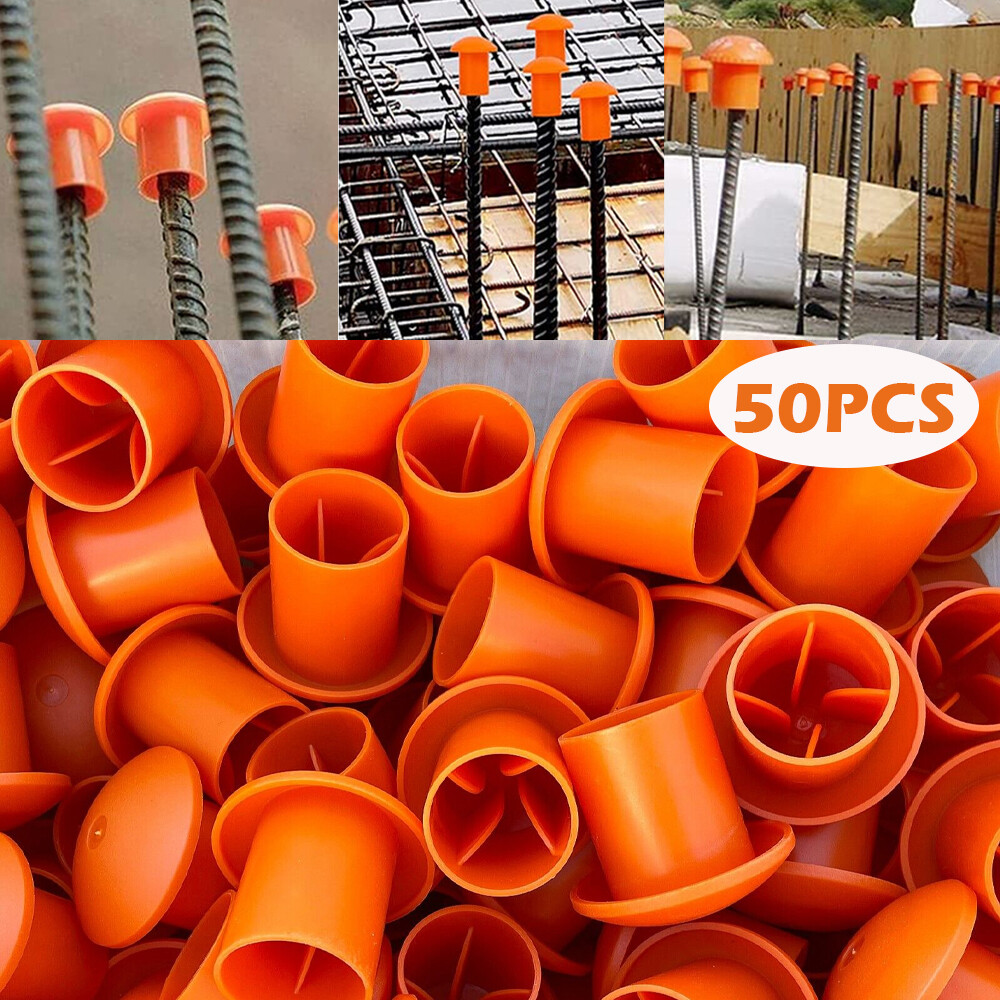50PCS Rebar Mushroom Safety Caps | For Rebar #3 to #8 | Concrete Stakes ...