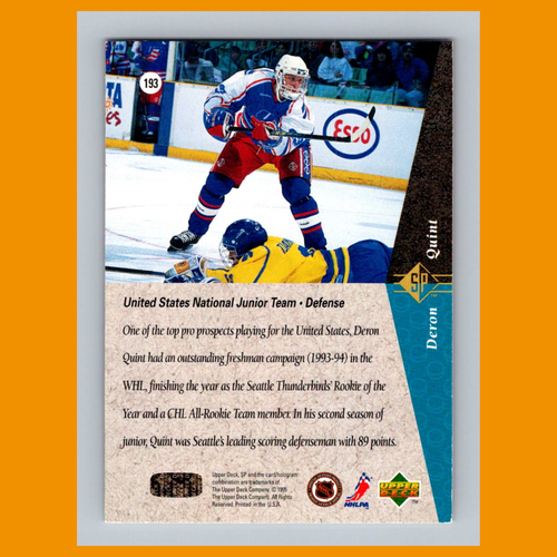 Deron Quint #193 1994 SP USA Hockey Card NHL NM | eBay