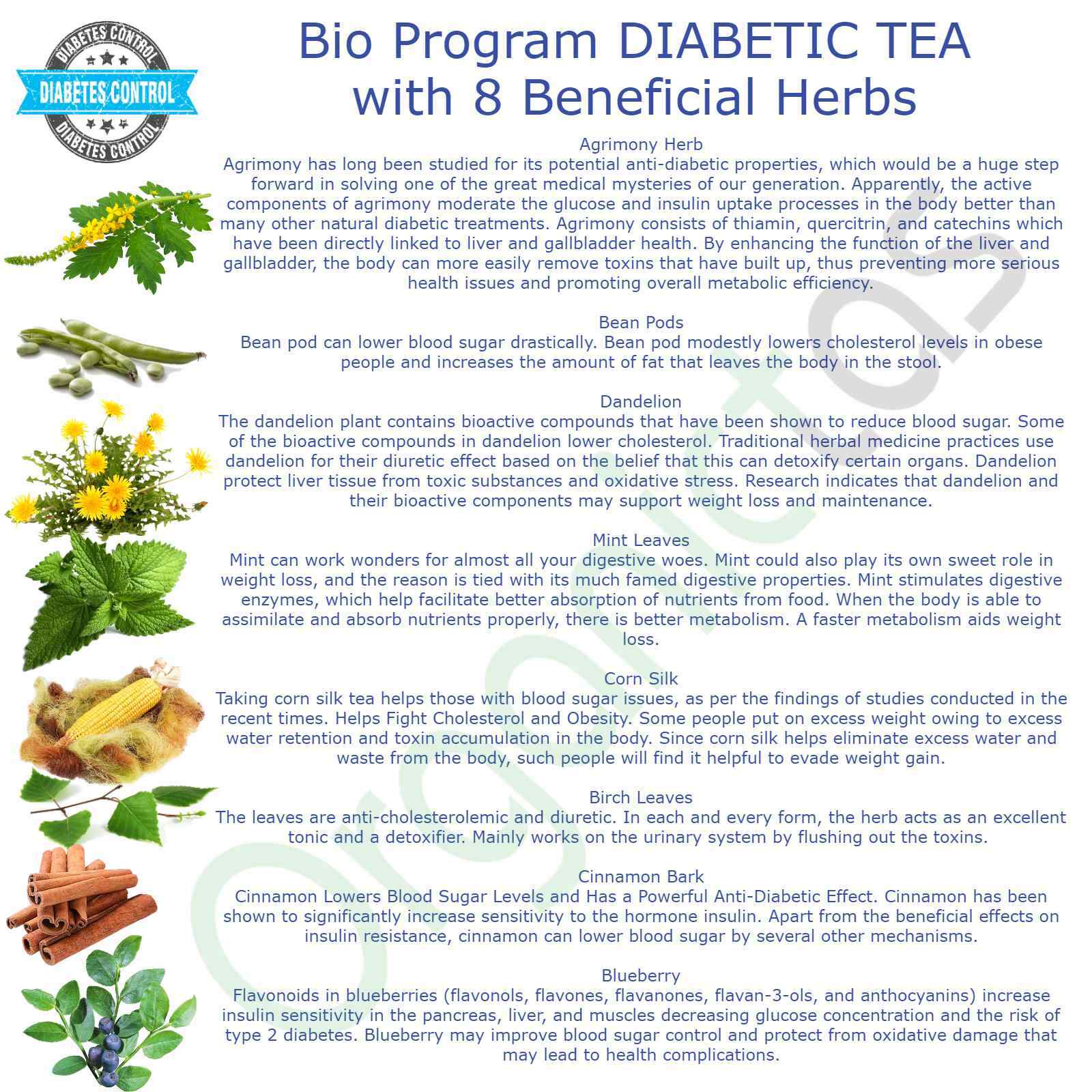 Herbal Diabetic Tea Blend w. 8 Antidiabetic Herbs to Control & Lower ...