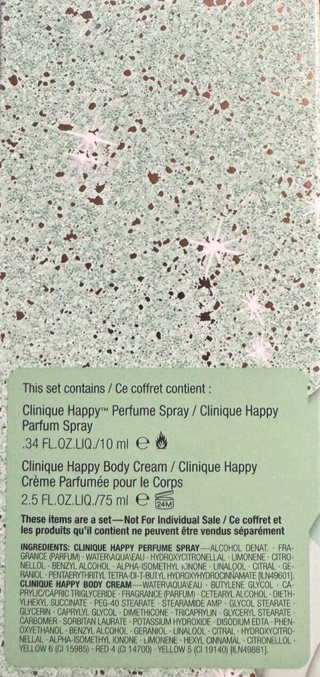 2 Pcs Clinique Happy Perfume Spray 10ml & Happy Body Cream 75ml Gift ...