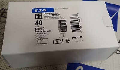 NEW - Eaton GFI Breaker BRN240GF Type BR Plug in 2Pole 40 Amp 120 ...