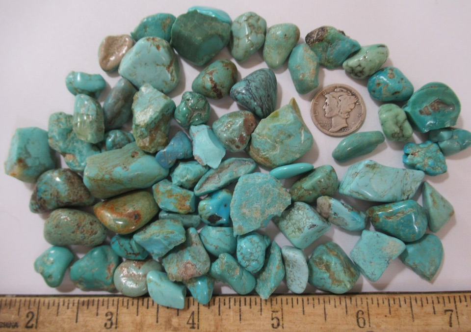 KINGMAN TURQUOISE FLATS & STONES 600tcw 13mm X 9mm TO 24mm X 14mm #569 ...