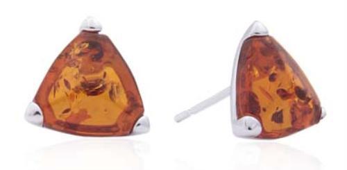 New Triangular Honey Amber .925 Sterling Silver Earrings | eBay