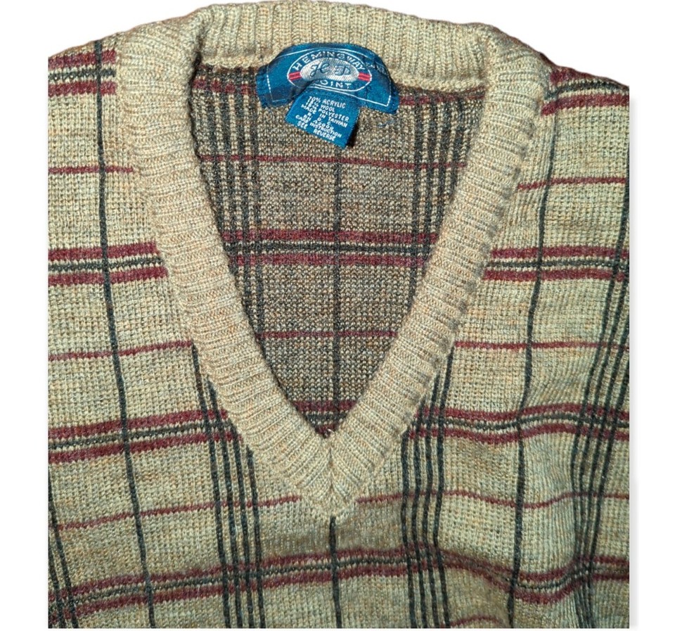 Vintage Hemingway Point Men's XL Gray Pullover Wool Blend V Neck ...