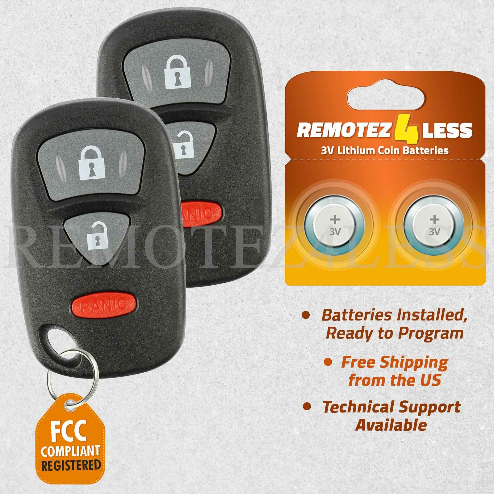 2 Keyless Entry Remote for 2007 2008 2009 Suzuki SX4 Car Key Fob ...